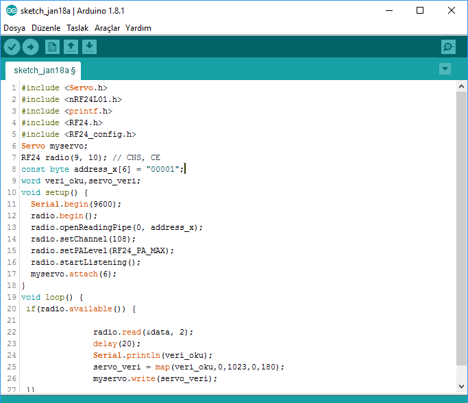 Arduino İle Uzaktan Kontrol-(Servo Motor Kontrolü) – www.dudigan.com